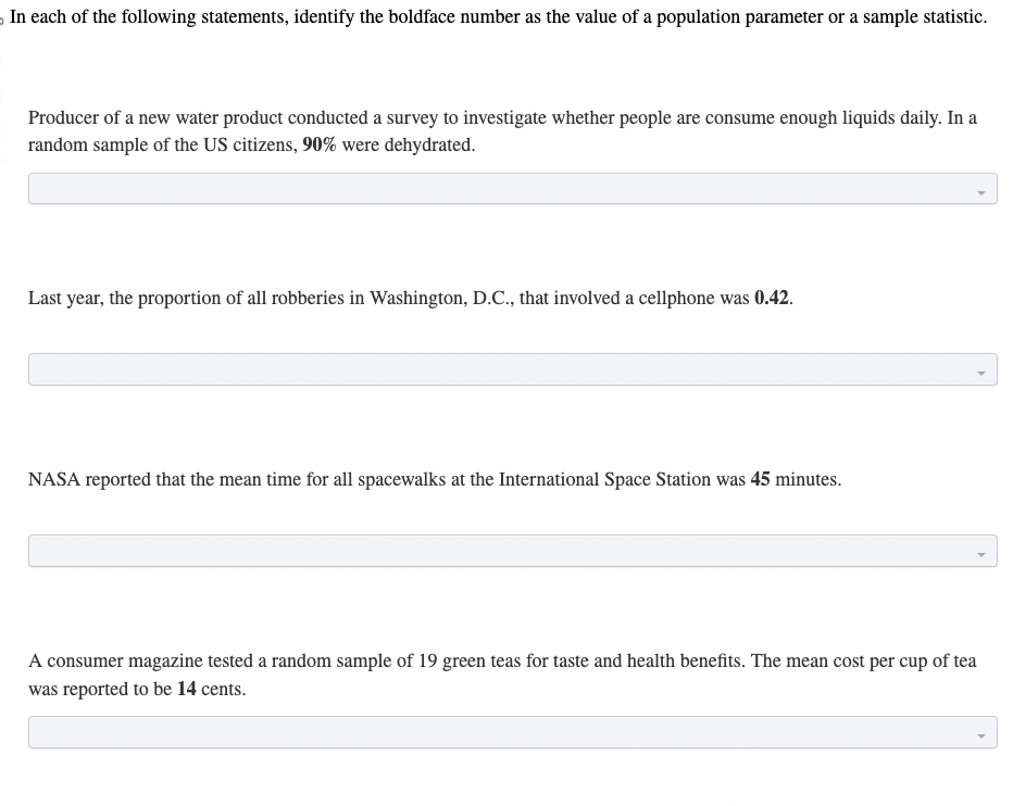 Solved In each of the following statements, identify the | Chegg.com