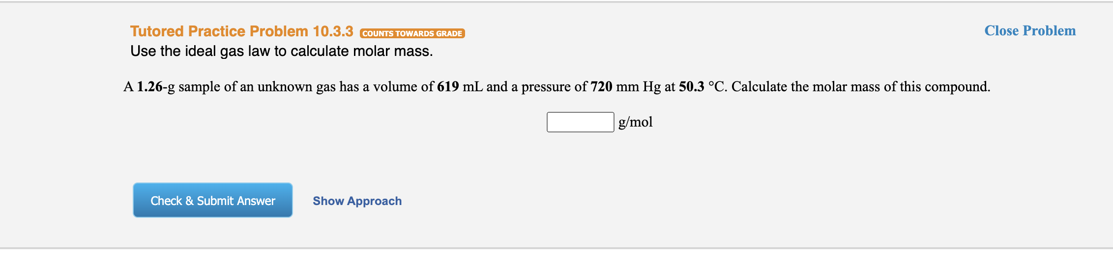 Solved Close Problem Tutored Practice Problem 10.3.3 COUNTS | Chegg.com