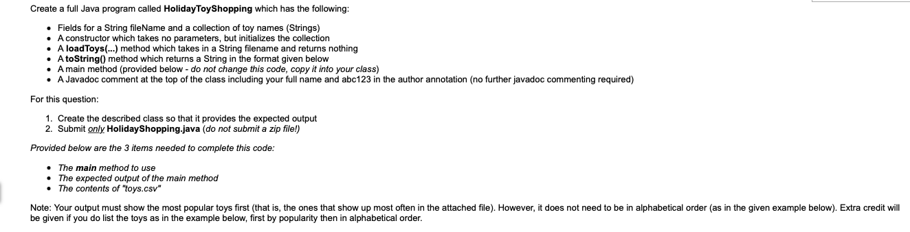 Solved Create A Full Java Program Called Holidaytoyshopping 3737