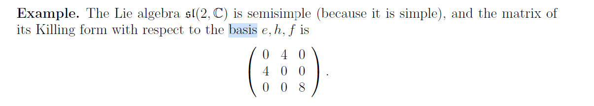 where e=( 0 1, 0 0) f=(0 0,1 0) h=( 1 0,0 -1) . | Chegg.com