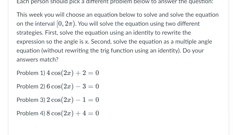 Solved This week you will choose an equation below to solve | Chegg.com