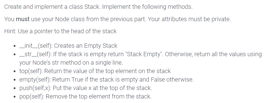 Solved Create and implement a class Stack. Implement the | Chegg.com