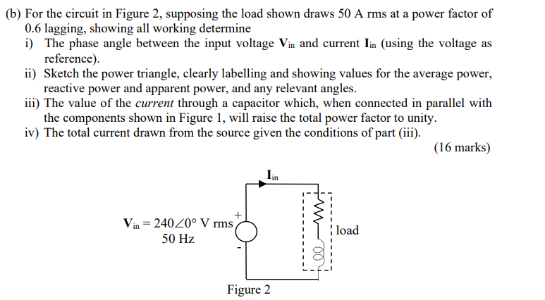 Solved (b) For the circuit in Figure 2, supposing the load | Chegg.com