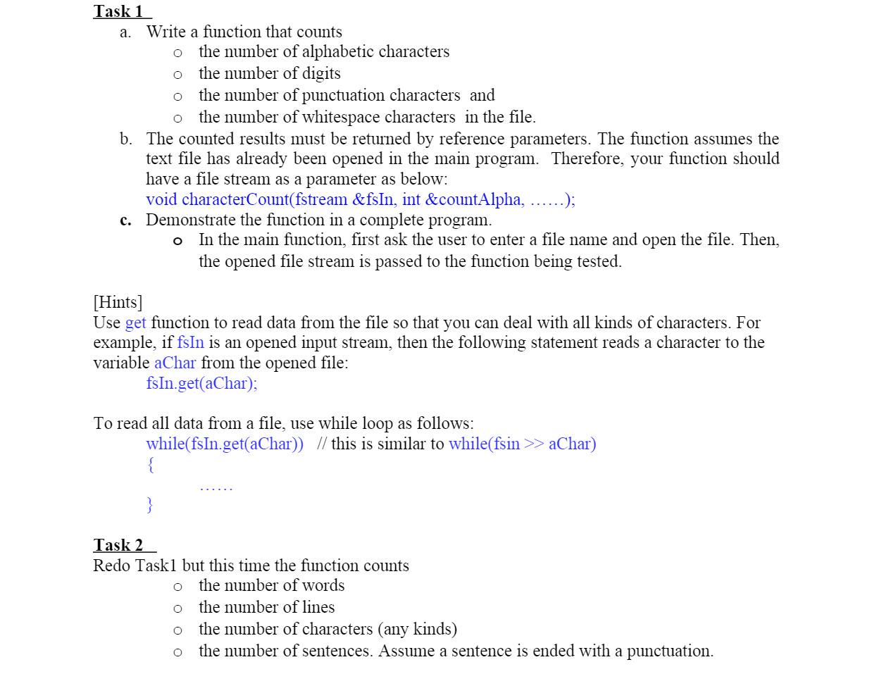 Solved O O O O Task 1 A Write A Function That Counts The