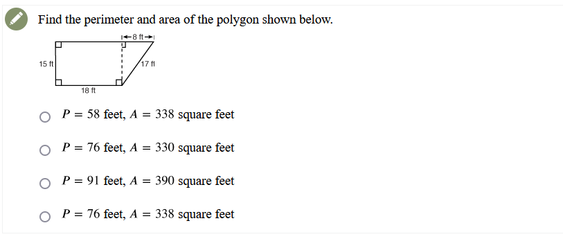 Solved Find the perimeter and area of the polygon shown | Chegg.com
