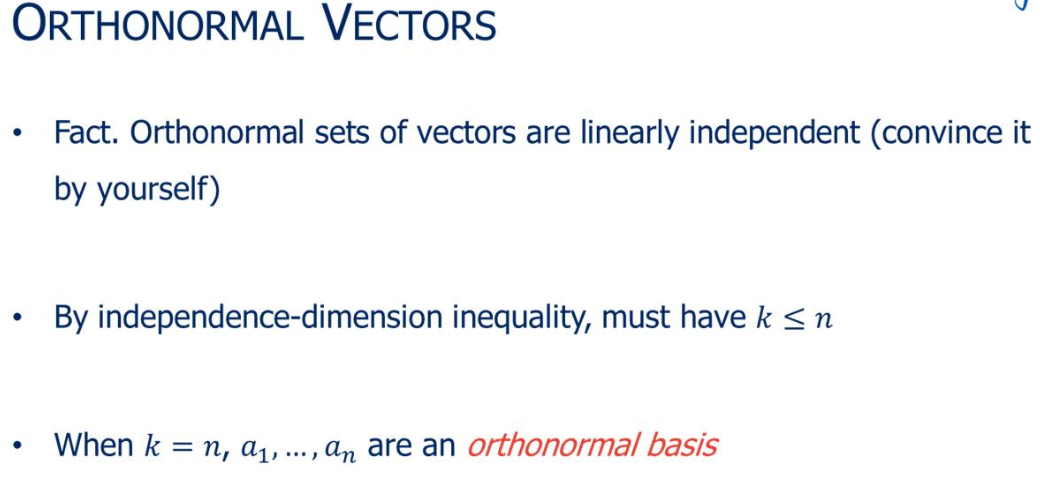 Solved ORTHONORMAL VECTORS • Fact. Orthonormal sets of | Chegg.com