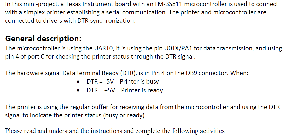 Solved In this mini-project, a Texas Instrument board with | Chegg.com