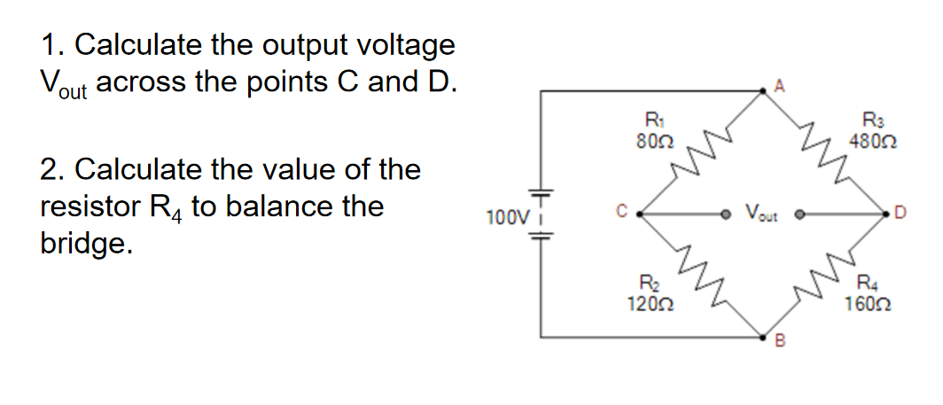 Solved 1. Calculate the output voltage Vout across the | Chegg.com