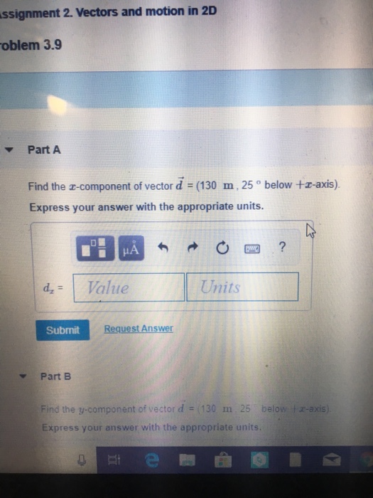 Solved ssignment 2. Vectors and motion in 2D oblem 3.9 Part | Chegg.com