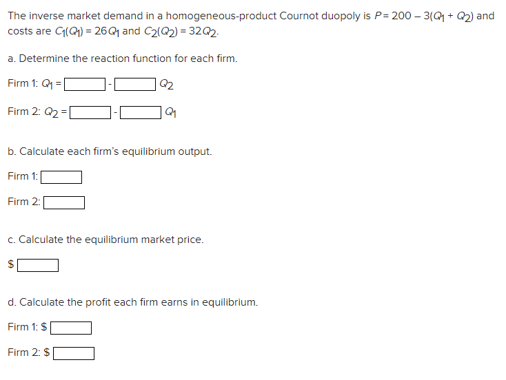 Solved The inverse market demand in a homogeneous-product | Chegg.com
