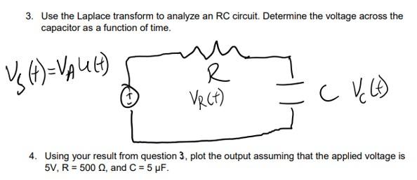 Solved 3. Use the Laplace transform to analyze an RC | Chegg.com
