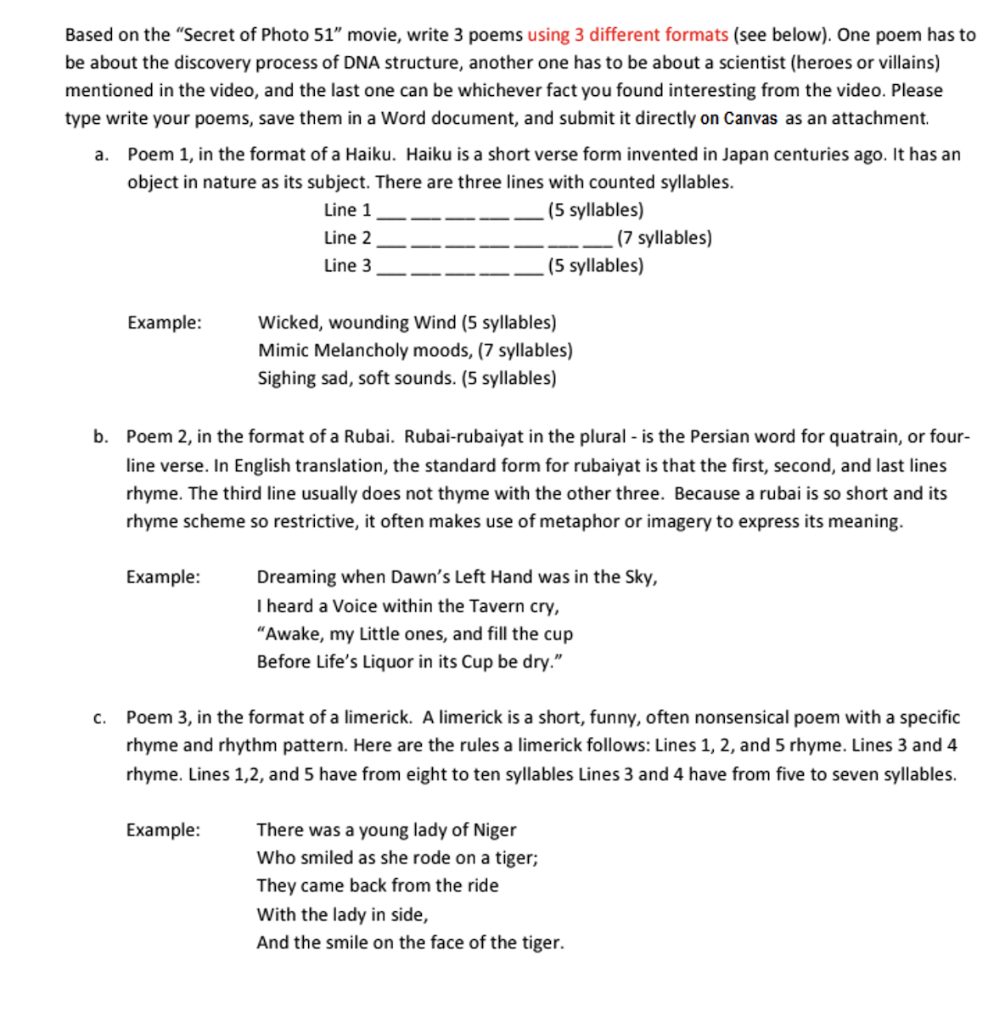 Based on the "Secret of Photo 51" movie, write 3 | Chegg.com