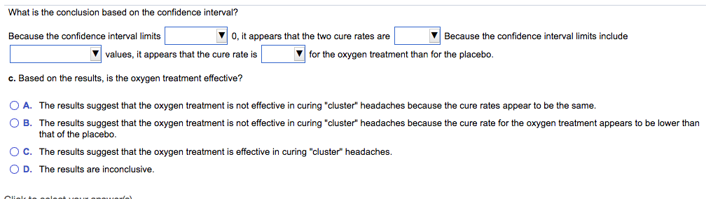 Solved In a study of treatments for very painful "cluster" | Chegg.com