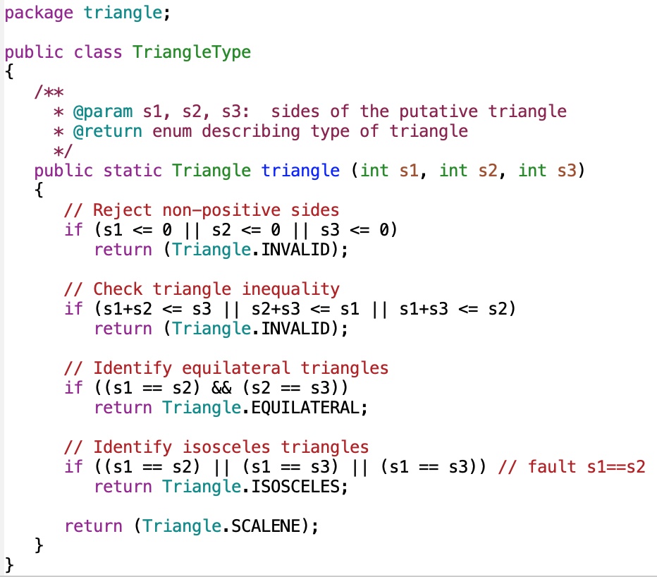 Solved package triangle; public class TriangleType { /** * | Chegg.com