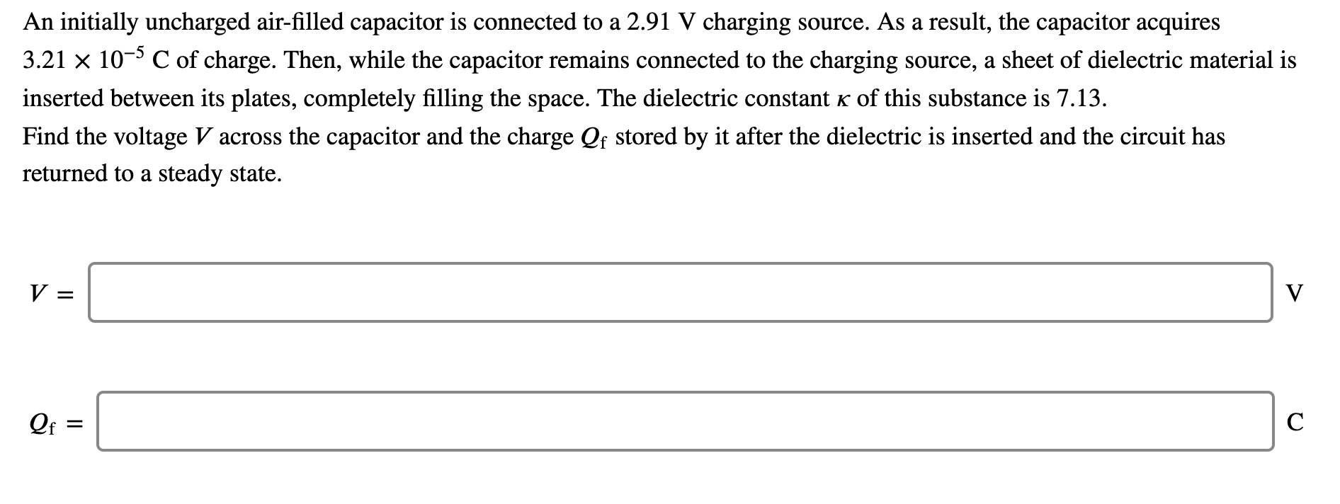 Solved An initially uncharged air-filled capacitor is | Chegg.com