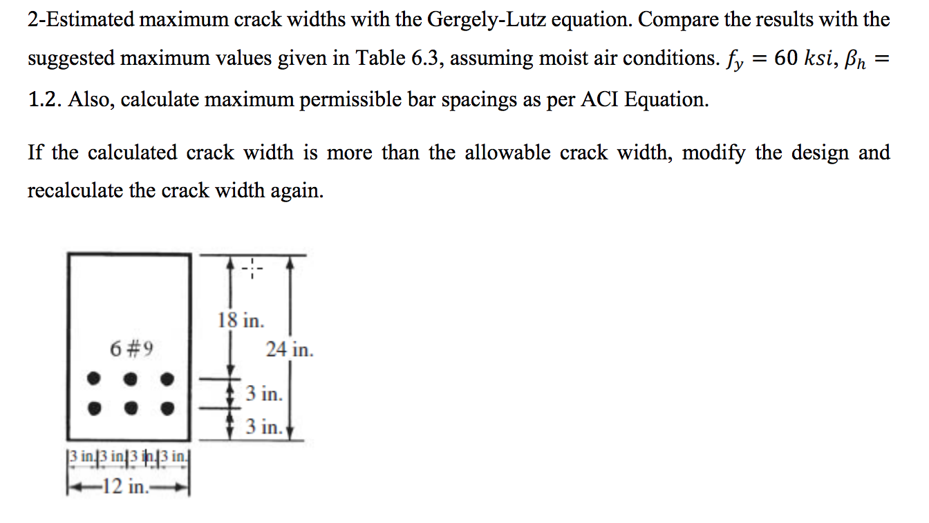 2-Estimated maximum crack widths with the | Chegg.com