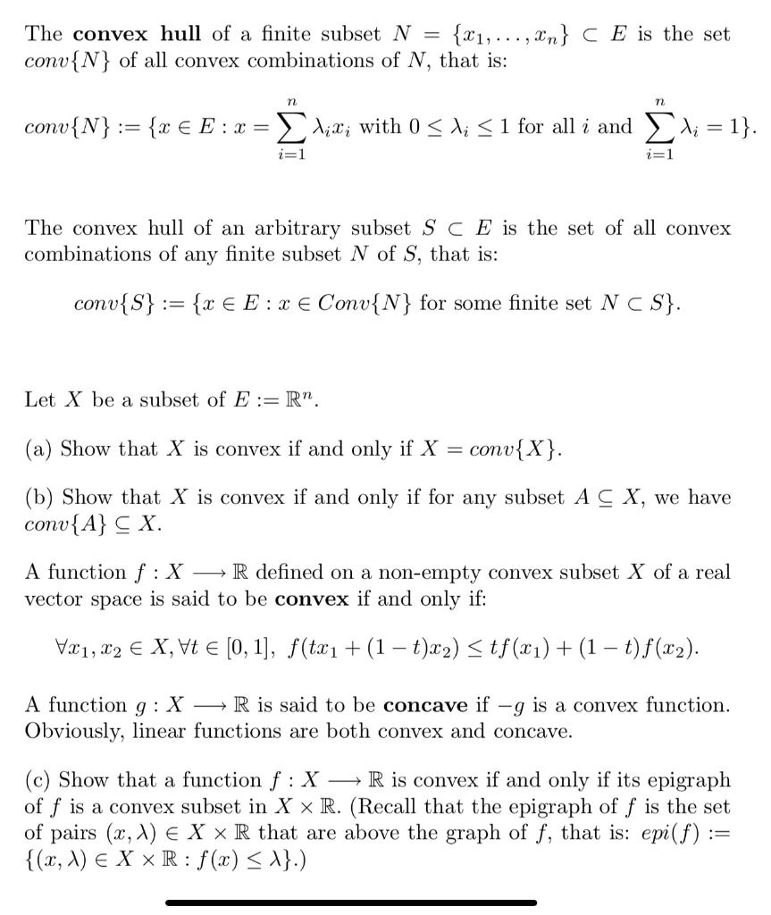 Solved 2. (Convexity in Euclidean Spaces) Consider the | Chegg.com