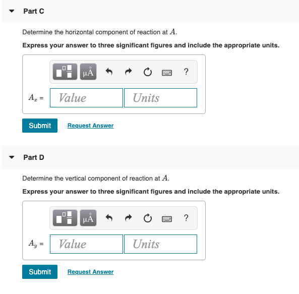 Solved Determine The Components Of Reaction At A And B Take