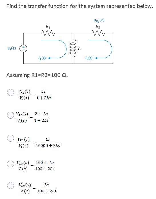 Solved Find the transfer function for the system represented | Chegg.com