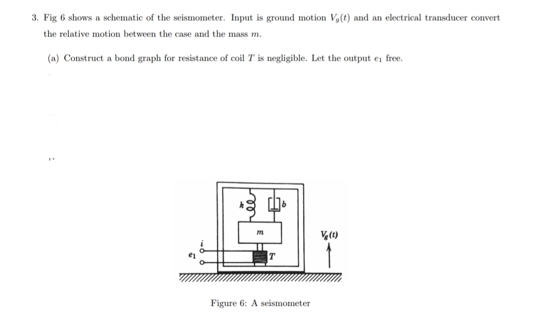 Solved 3. Fig 6 shows a schematic of the seismometer. Input | Chegg.com