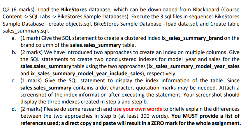 Q2 . Load the BikeStores database, which can be | Chegg.com