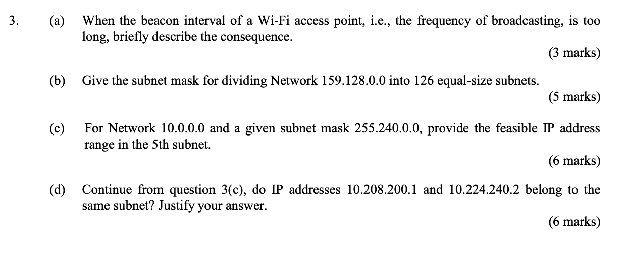 Solved 3. (a) When the beacon interval of a Wi-Fi access | Chegg.com