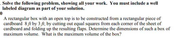 Solved Solve the following problem, showing all your work. | Chegg.com