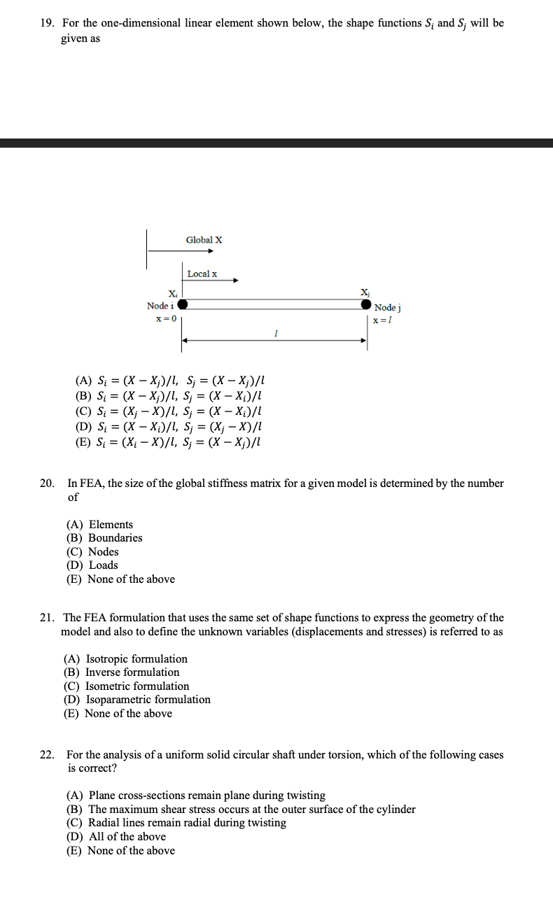 Solved 19. For the one-dimensional linear element shown | Chegg.com