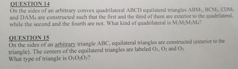 Solved QUESTION 14 On the sides of an arbitrary convex | Chegg.com