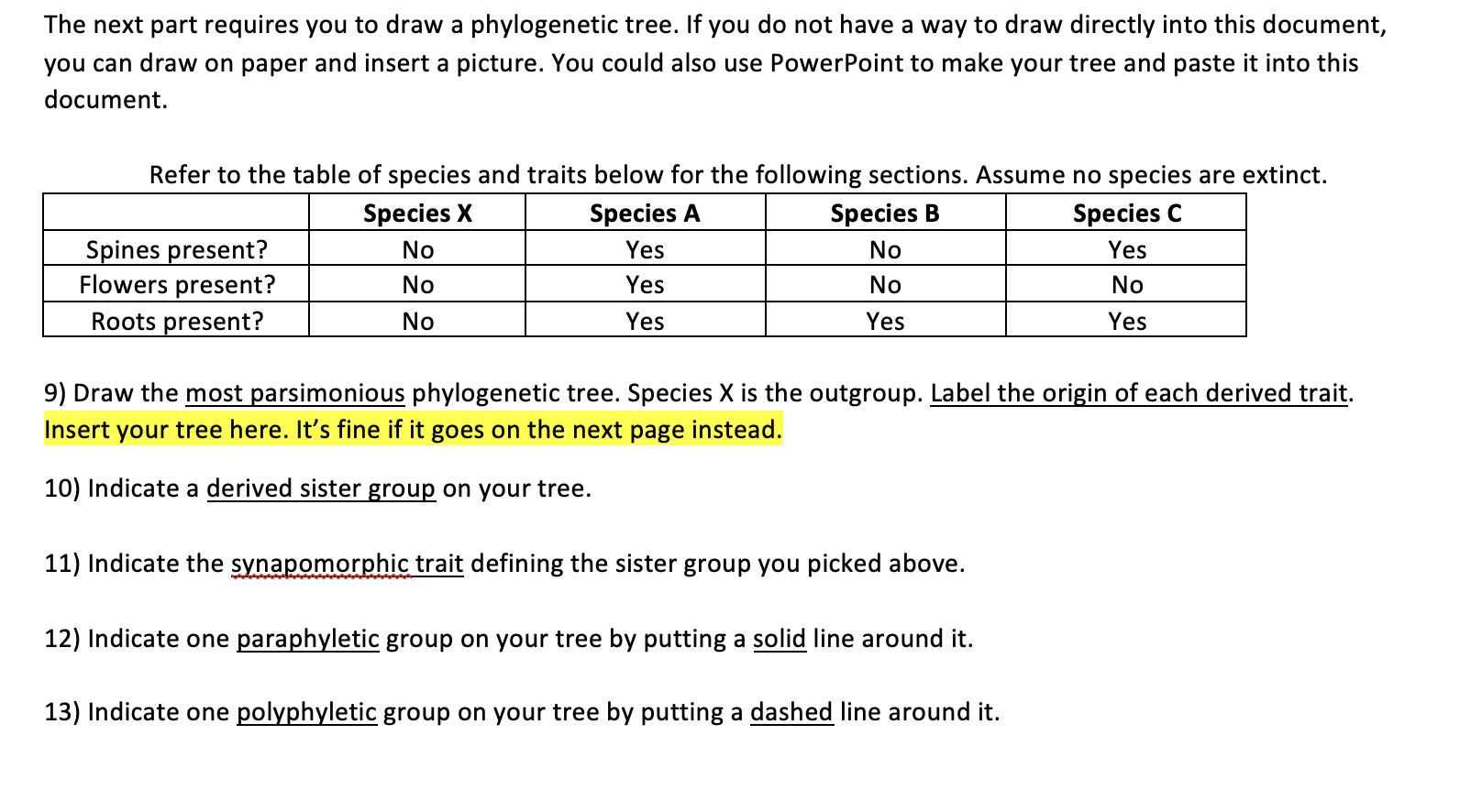 Solved The next part requires you to draw a phylogenetic | Chegg.com