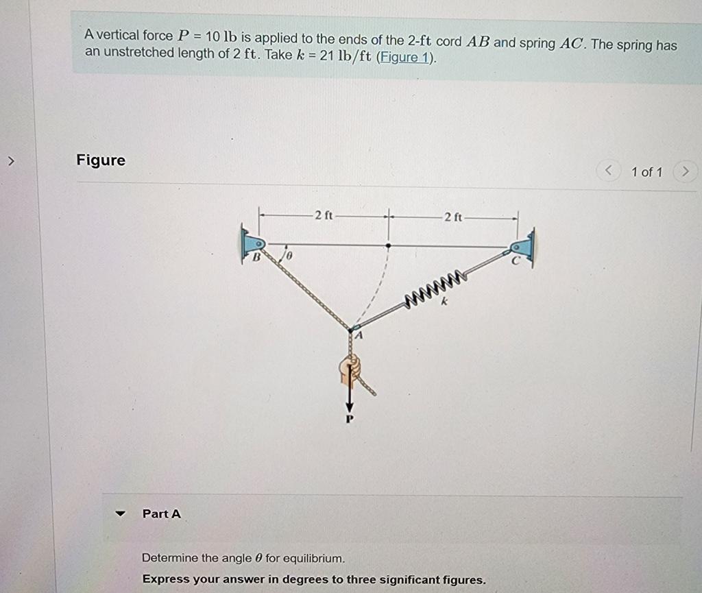 Solved A vertical force P=10lb is applied to the ends of the | Chegg.com