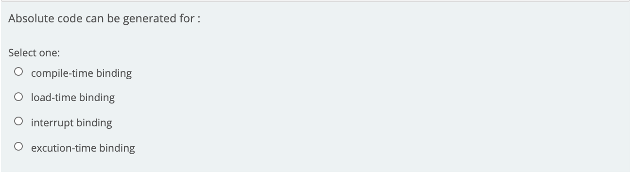 Solved Absolute code can be generated for : Select one: O | Chegg.com
