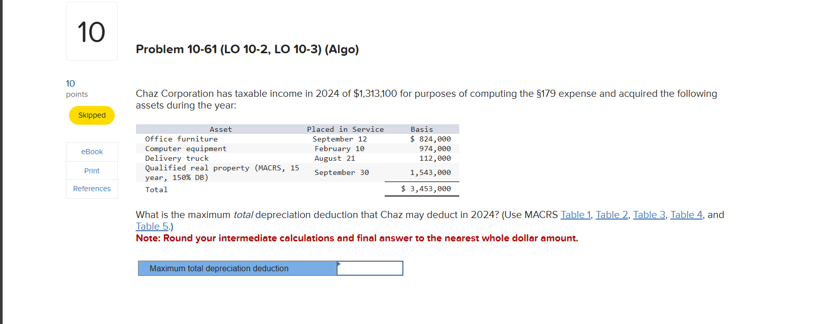 Solved Problem 10-61 (LO 10-2, LO 10-3) (Algo)Chaz | Chegg.com Solved Problem 10-61 (LO 10-2, LO 10-3) (Algo)Chaz | Chegg.com