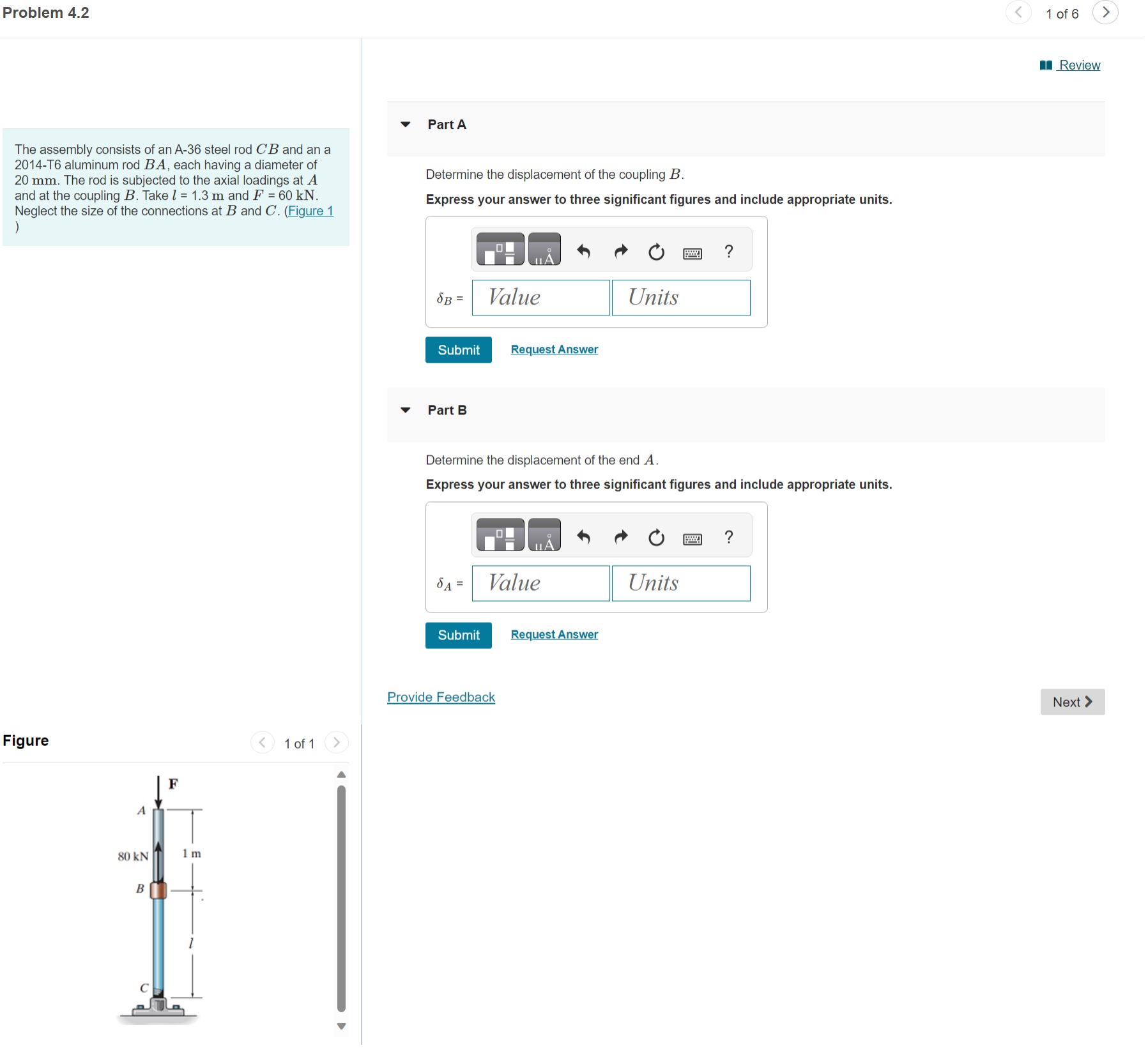 Solved The assembly consists of an A-36 ﻿steel rod CB ﻿and | Chegg.com