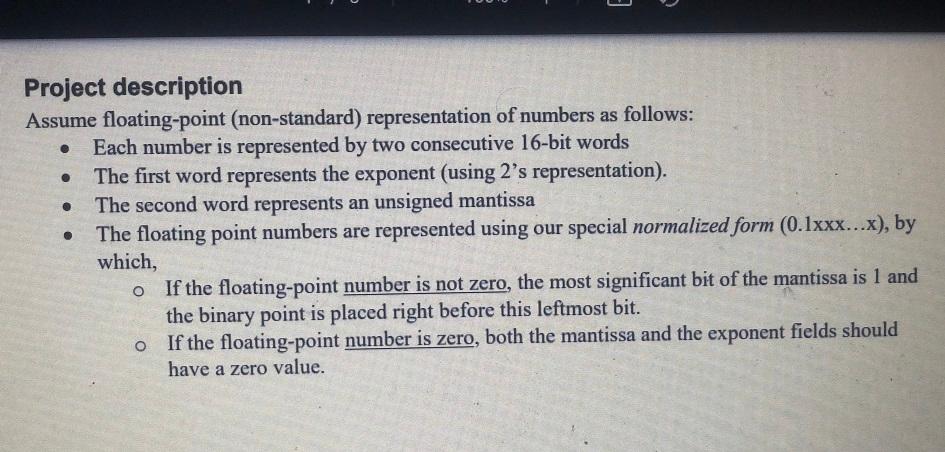 3 Project description Assume floating-point | Chegg.com