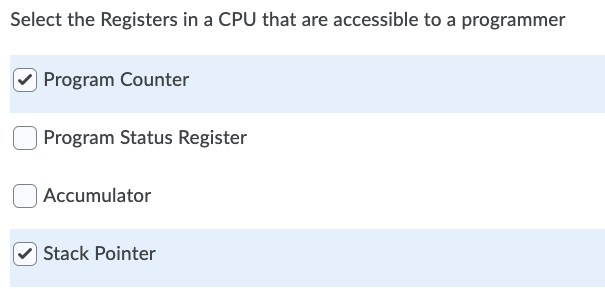 Solved Select the Registers in a CPU that are accessible to | Chegg.com