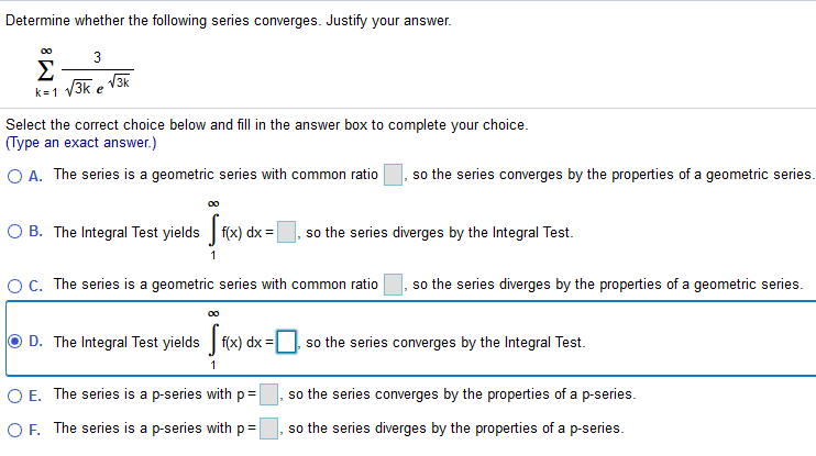 Solved Determine whether the following series converges. | Chegg.com