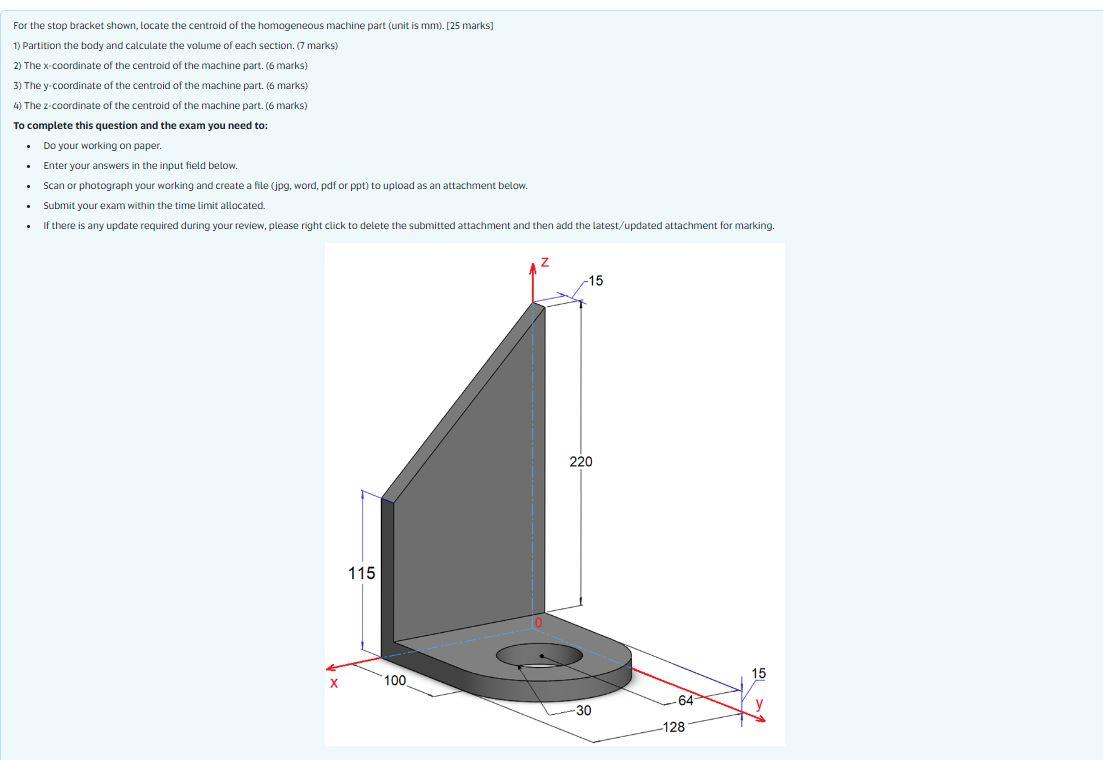 Solved For the stop bracket shown, locate the centroid of | Chegg.com