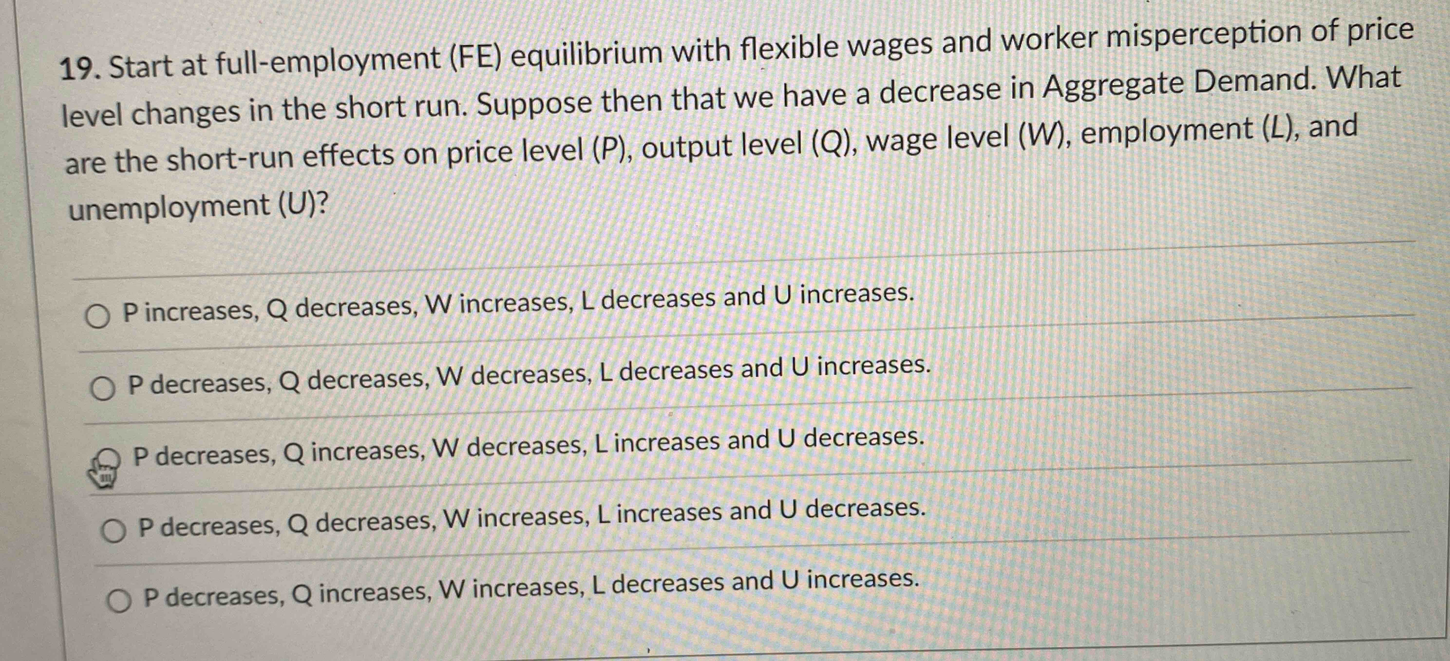 Solved Start at full-employment (FE) ﻿equilibrium with | Chegg.com