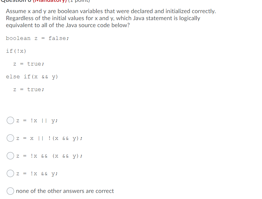 Solved Assume x and y are boolean variables that were | Chegg.com