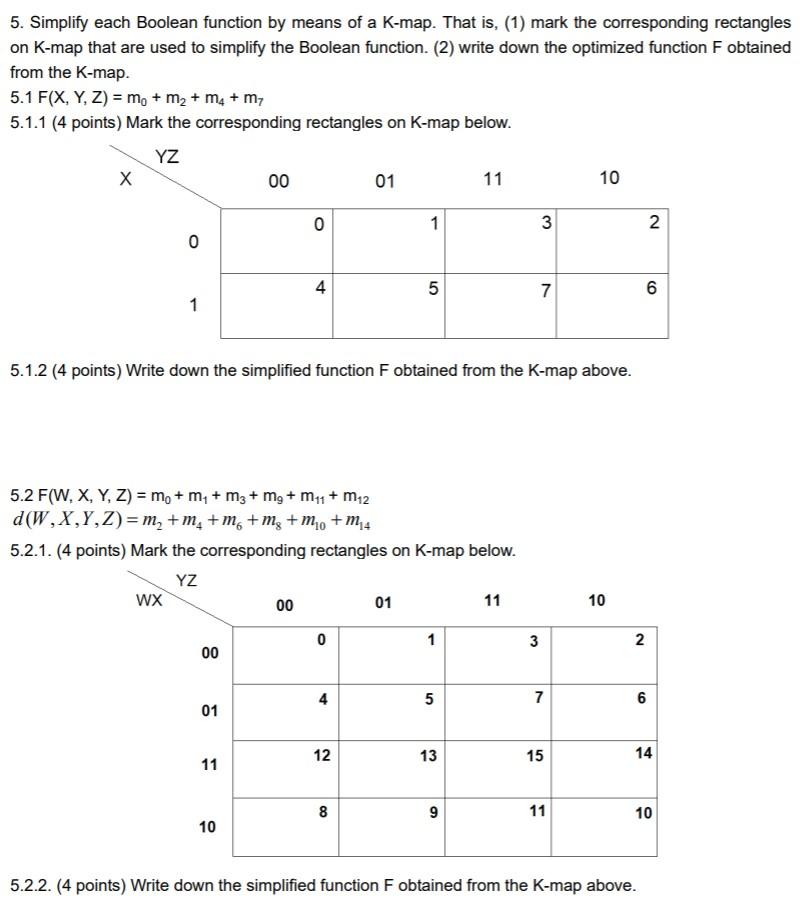 Solved 5. Simplify each Boolean function by means of a | Chegg.com