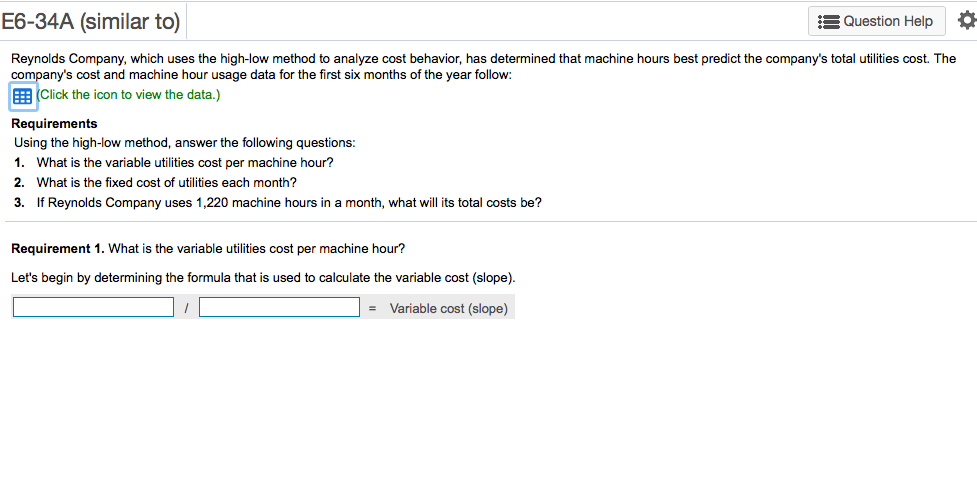 Solved 1Data Table Month Cost Machine Hours 1,040 1,180 | Chegg.com
