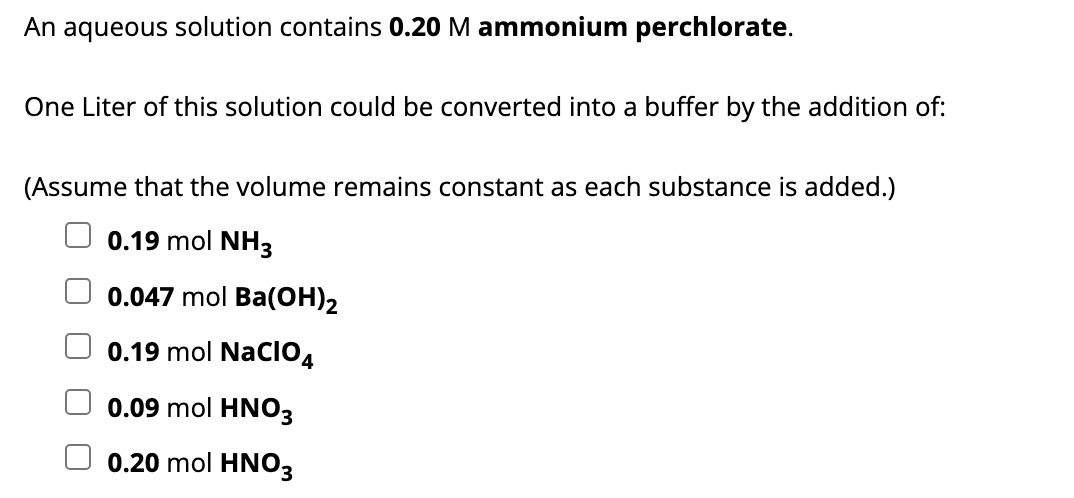 Solved An aqueous solution contains 0.20M ammonium | Chegg.com