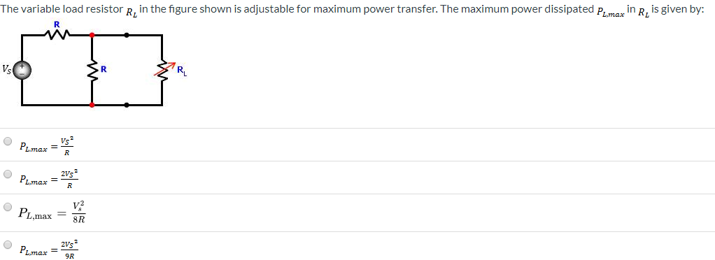 Solved The variable load resistor R, in the figure shown is | Chegg.com