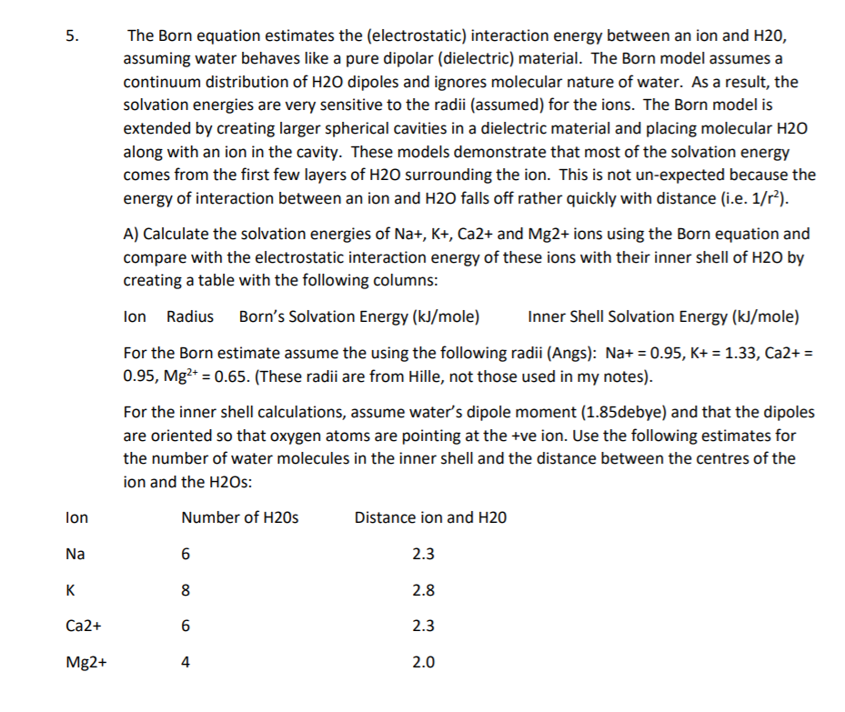 The Born equation estimates the (electrostatic) | Chegg.com