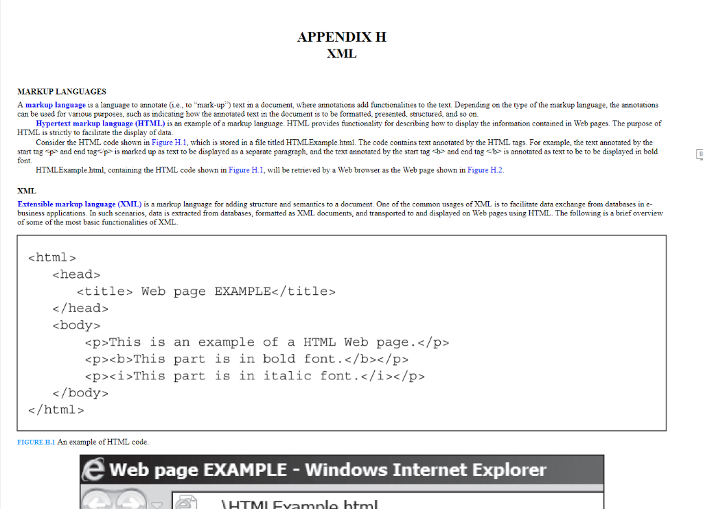 APPENDIX H XML MARKUP LANGUAGES A markup language is | Chegg.com