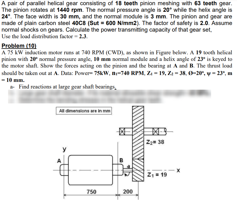 Solved A pair of parallel helical gear consisting of 18 | Chegg.com
