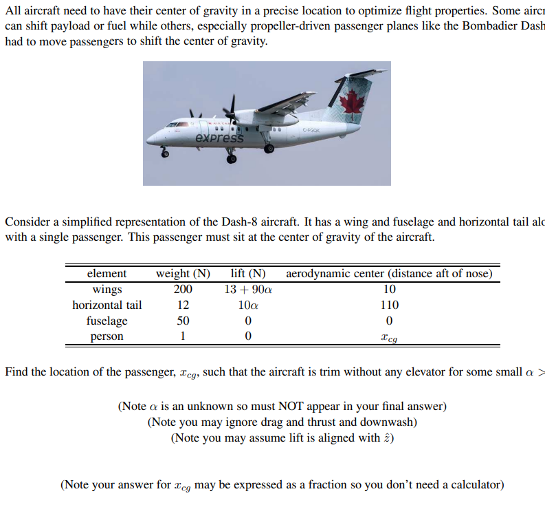 Solved All aircraft need to have their center of gravity in | Chegg.com