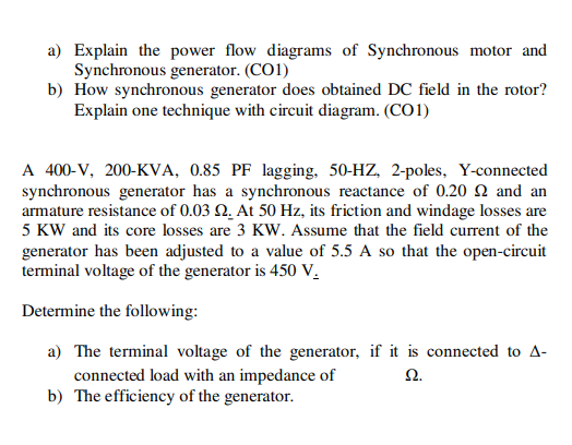 Solved a) Explain the power flow diagrams of Synchronous | Chegg.com