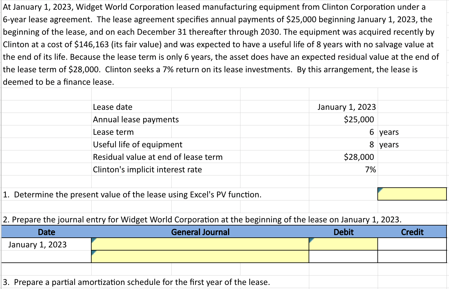 At January 1,2023, Widget World Corporation leased | Chegg.com